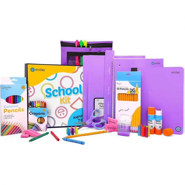 Back to School Supplies Kit for Grades K 5 Purple | MIX-N-MORE | EDY1316