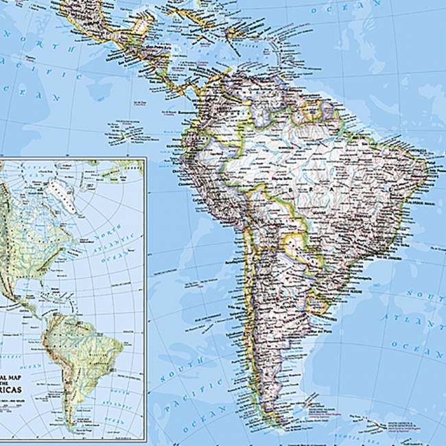 The Americas Classic Map Laminated | NATIONAL-GEOGRAPHIC-MAPS ...