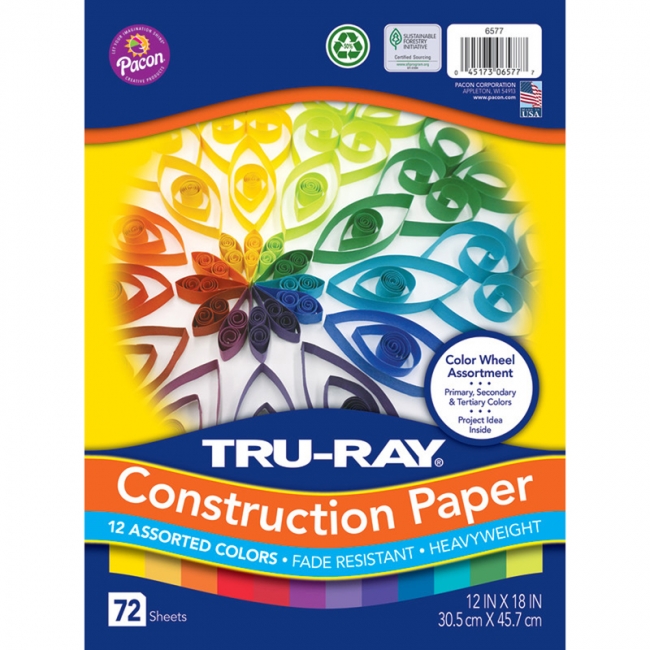 Construction Paper Heavyweight Color Wheel Assortment 12 Vibrant Colors ...
