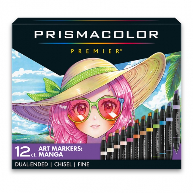 Premier Dual Ended Art Markers Chisel Tip and Fine Tip Manga Colors 12 ...