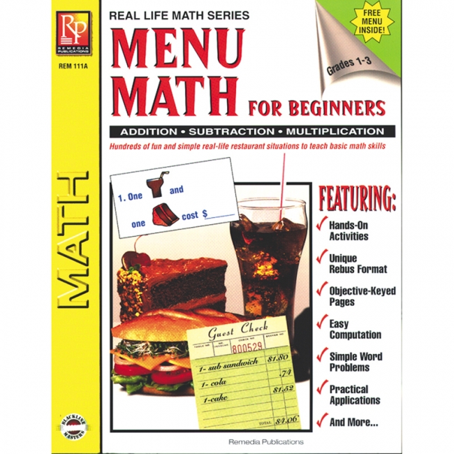 Menu Math for Beginners Book Grades 1 3 | REMEDIA-PUBLICATIONS | REM111A