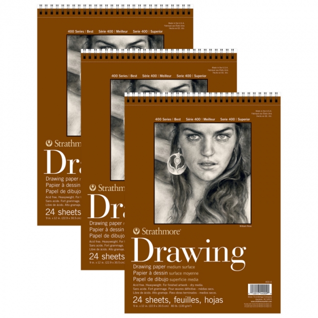 400 Series Drawing Pad Smooth Finish Wire Binding 24 Sheet 9x12 inch ...