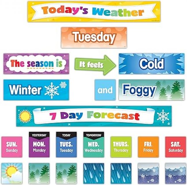 Colorful Weather Pocket Chart Cards 94 Per Pack 3 Packs | TEACHER ...