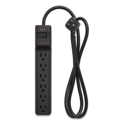 Surge Protector 6 AC Outlets 4 ft Cord 600 J Black | NXT-TECHNOLOGIES ...