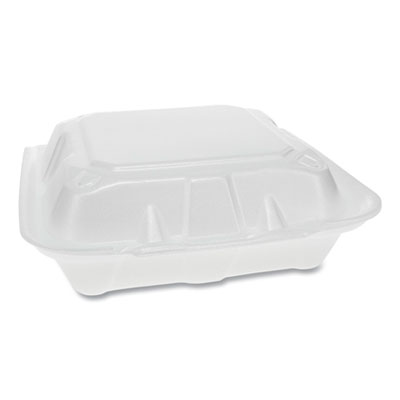 Vented Foam Hinged Lid Container Dual Tab Lock 3 Compartments 8 42 x 8 15 x 3 White 150 Carton ...
