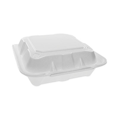 Vented Foam Hinged Lid Container Dual Tab Lock 8 42 x 8 15 x 3 White 150 Carton | PACTIV ...